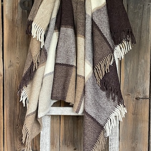 Brown Wool Throw Blankets Lambswool Throw Blanket With Fringes, Brown ...