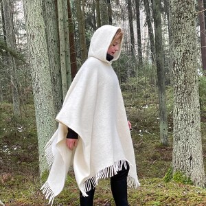 Cream Alpaca Wool Blanket Poncho With Hood Creamy White Baby Alpaca/mohair/lambswool Mix Hooded ...