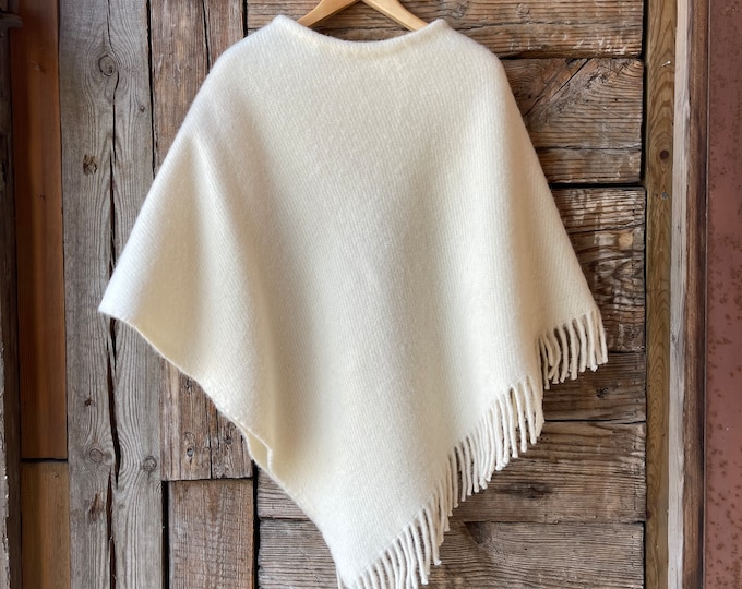 Cream White Wool Poncho Cape White Blanket Poncho Cape With Fringes ...