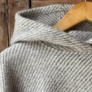 Gray Wool Poncho Hood and Fringes Light Grey Hooded Ponchos Capes ...