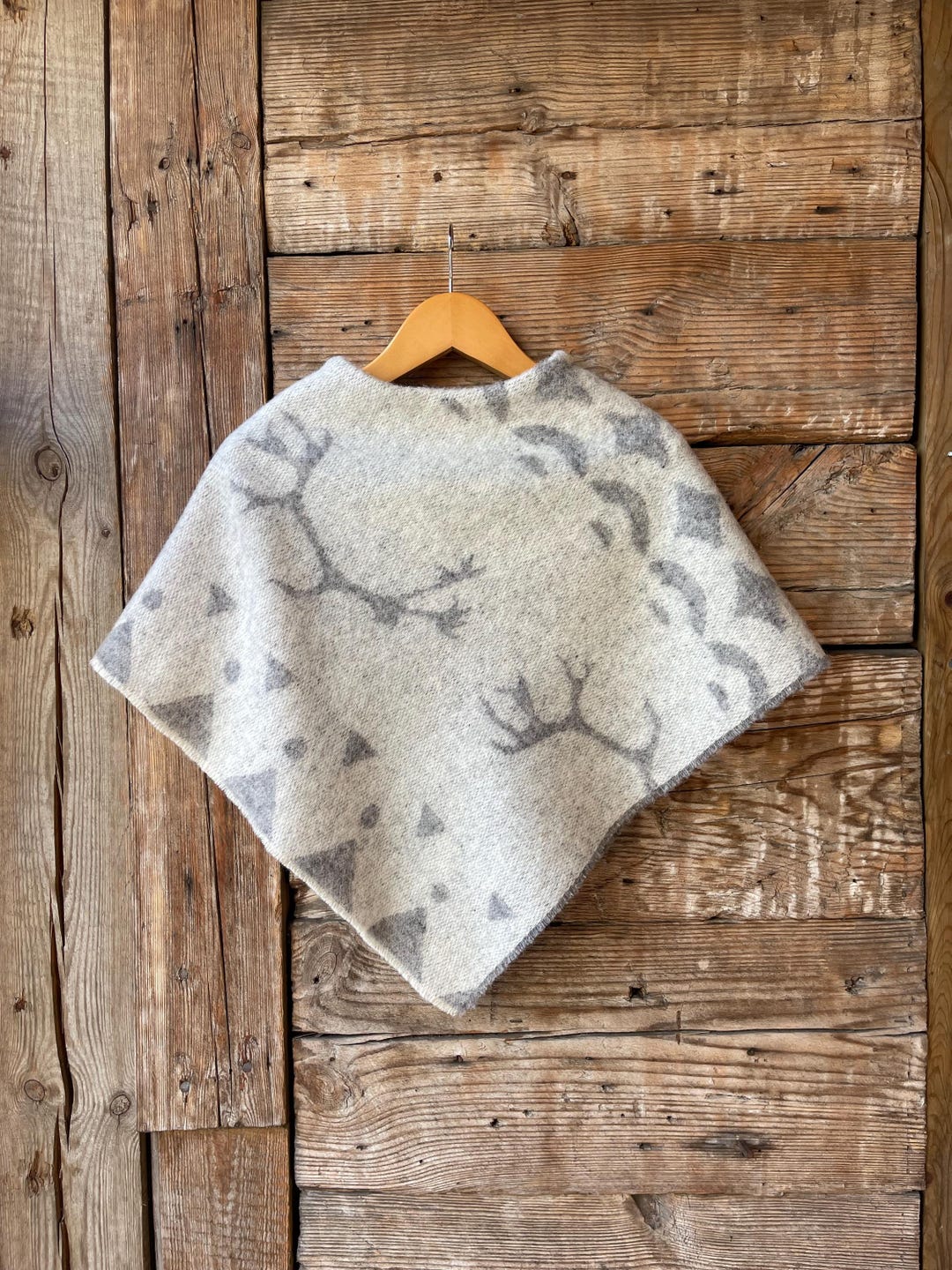 Grey Wool Poncho Cape Light Grey Pure Lambswool Small Poncho Cape Pure ...