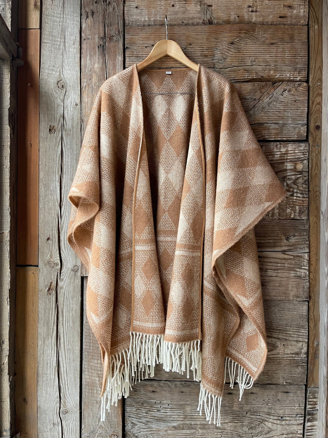 Caramel Brown Open Cape Poncho for Women and Men Caramel Merino Wool ...