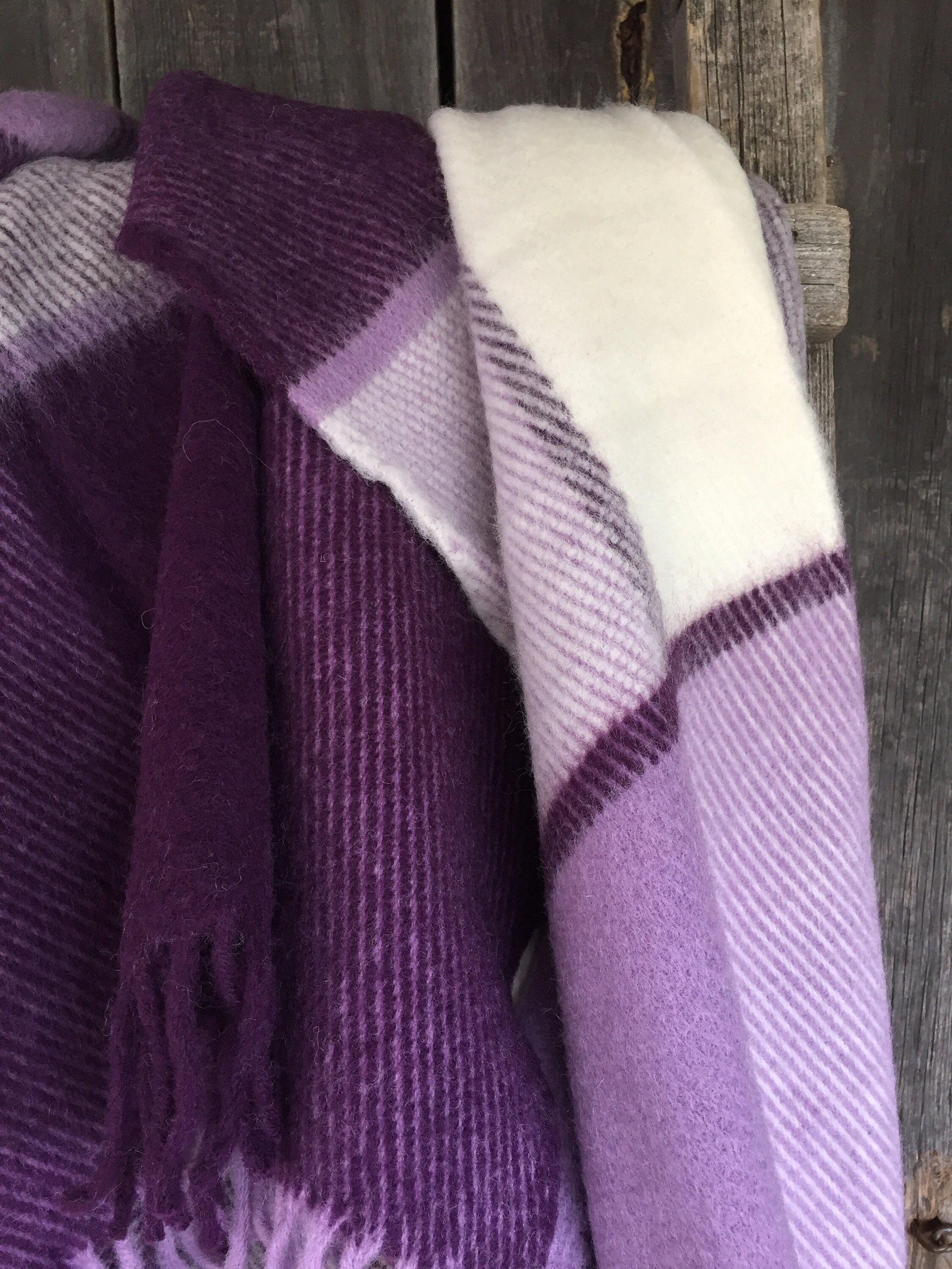 Lilac/lavender/wite Large Check Wool Throw Blanket With | Etsy