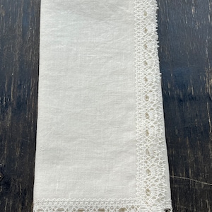 100 % LINEN NAPKINS Off-white With Linen Lace Napkins Rustic Linen ...