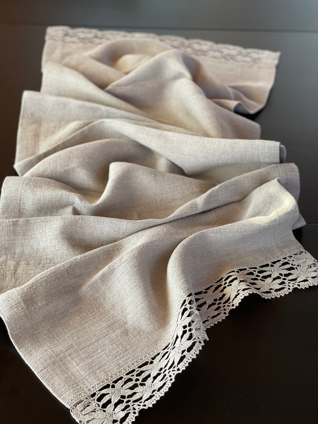 Rustic Linen Table Runner, Grey Linen Runner Vintage Linen Table Runner ...