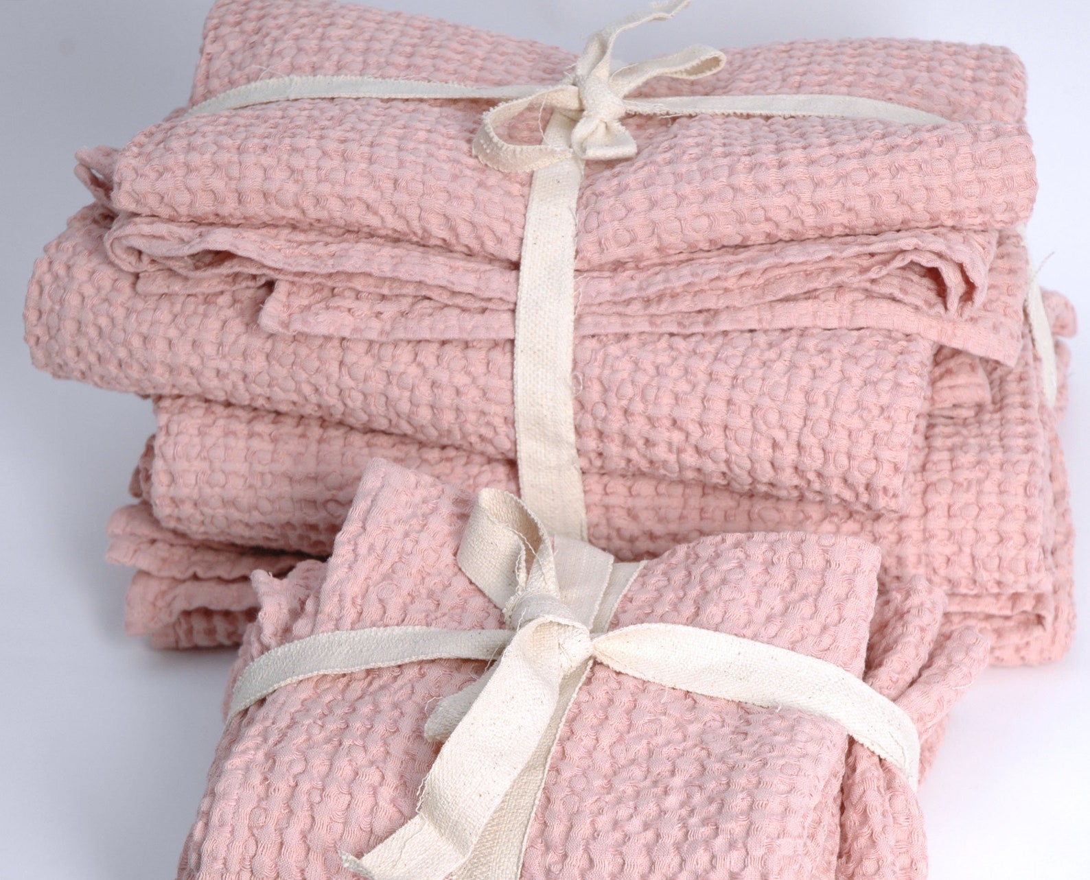 Set of 2 Dusty Pink Linen Waffle Towel - Etsy