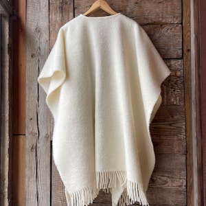 Open Cape Poncho for Women and Men Cream White Wool Blanket Poncho Warm ...