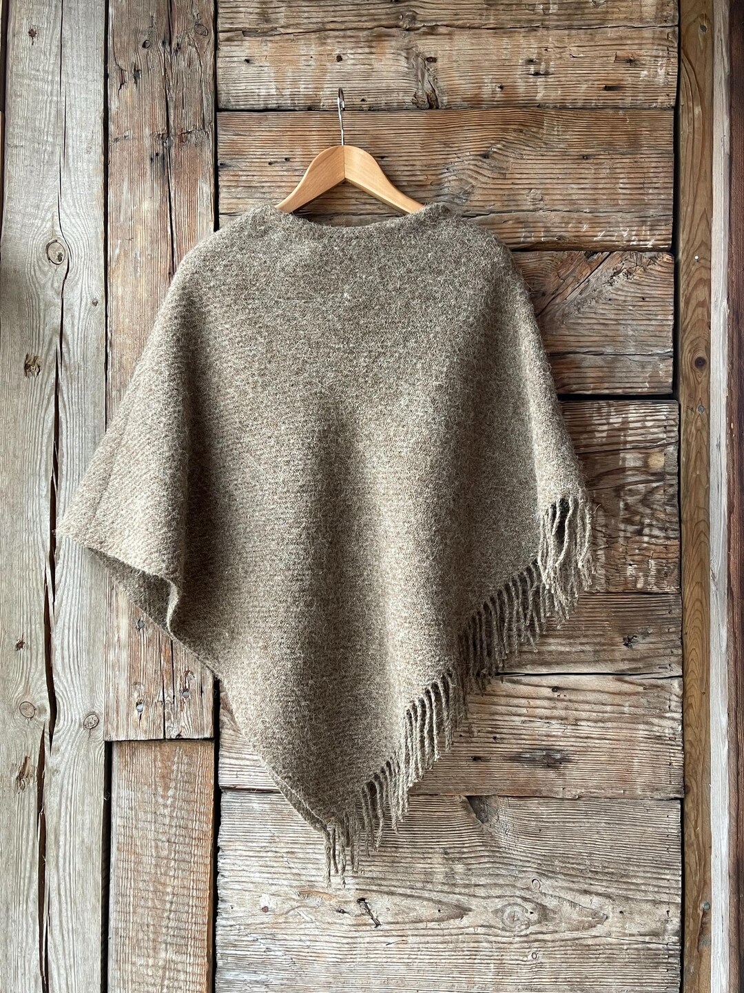 Brown Wool Poncho Cape Smoky Brown Pure Wool Ponchos Medium Lenght Lambswool/alpaca Mix L Poncho ...