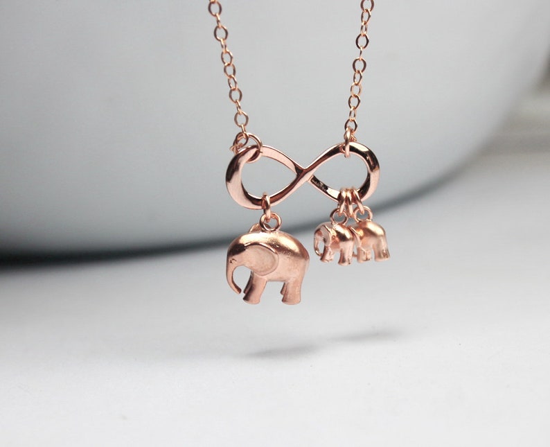 Elephant Necklace. Rose Gold Infinity Jewelry.fresh Mother - Etsy