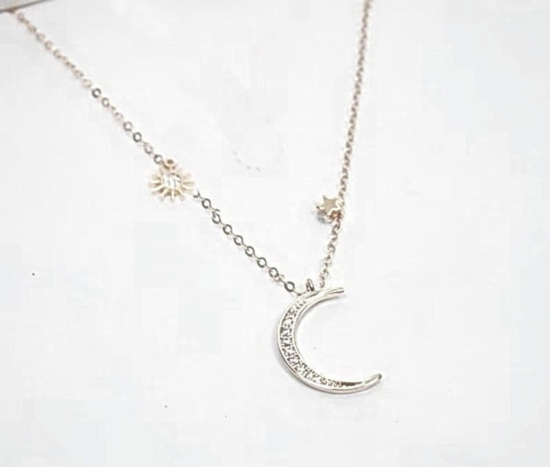 Celestial Necklace .sun and Moon Jewelry. Star Pendant .cosmic Necklace ...