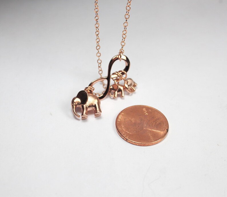 Elephant Necklace. Rose Gold Infinity Jewelry.fresh Mother - Etsy