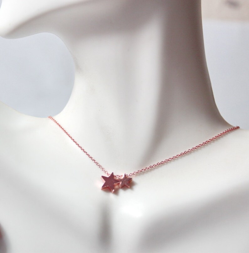 Two Star Necklace Rose Gold Stars Fine Rose Gold Filled | Etsy