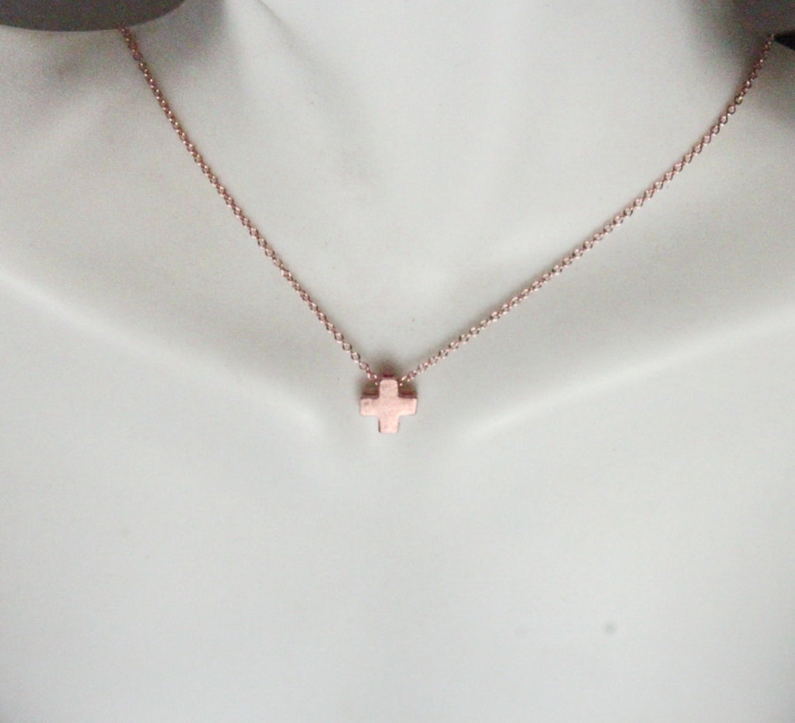 Rose Gold Cross Necklacerose Gold Cross Jewelryfirst | Etsy