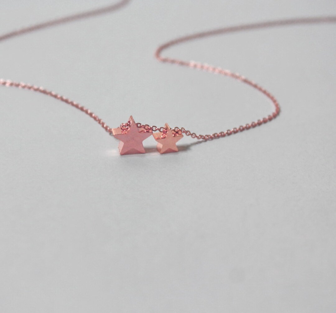 Two Star Necklace Rose Gold Stars Fine Rose Gold Filled - Etsy