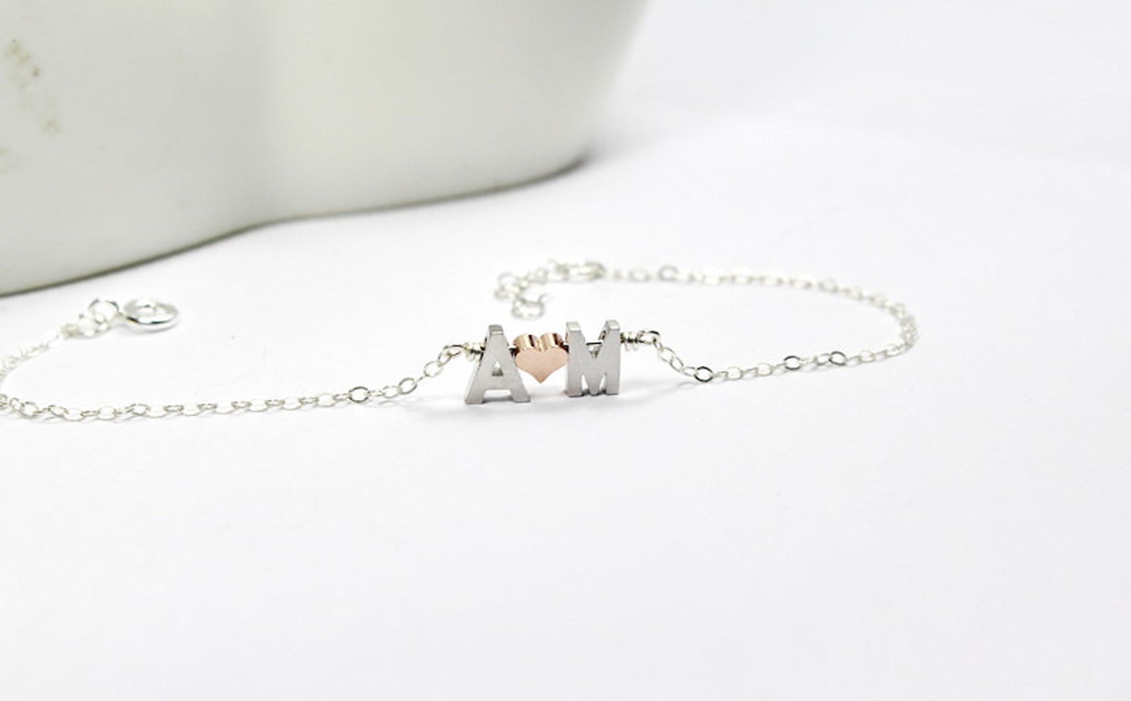 Personalized Two Letters Bracelet,gold Silver Letters. Monogram ...