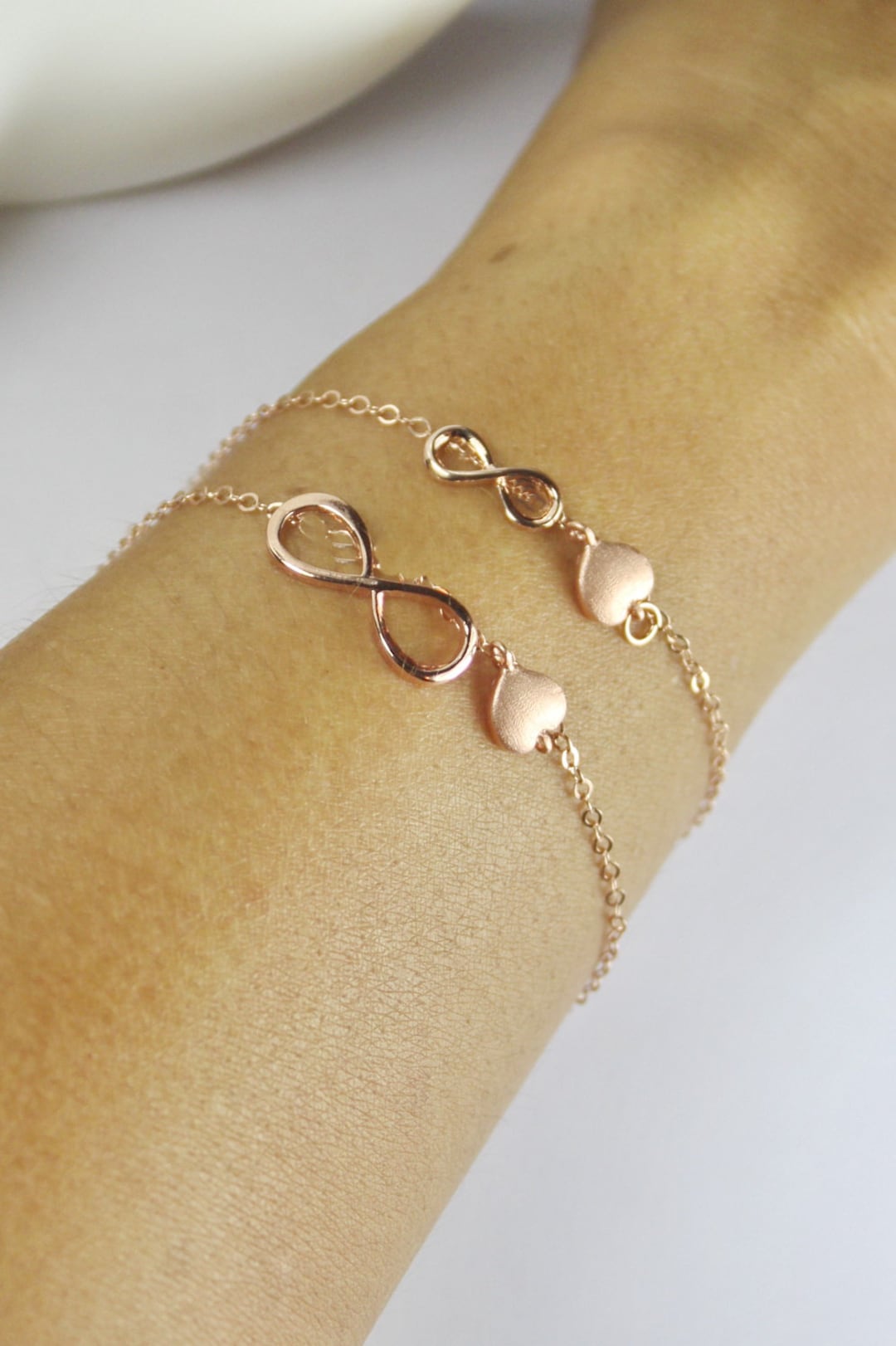 Mutter-Tochter-Infinity Armband-SET, große & kleine Rose Gold Infinty ...