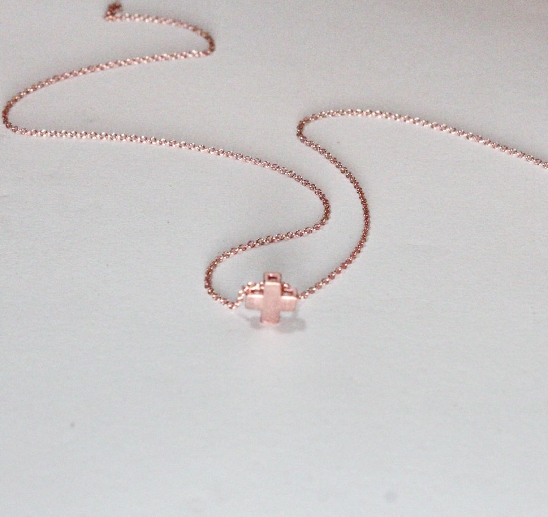 Rose Gold Cross Necklace,rose Gold Cross Jewelry,first Communion.tiny ...