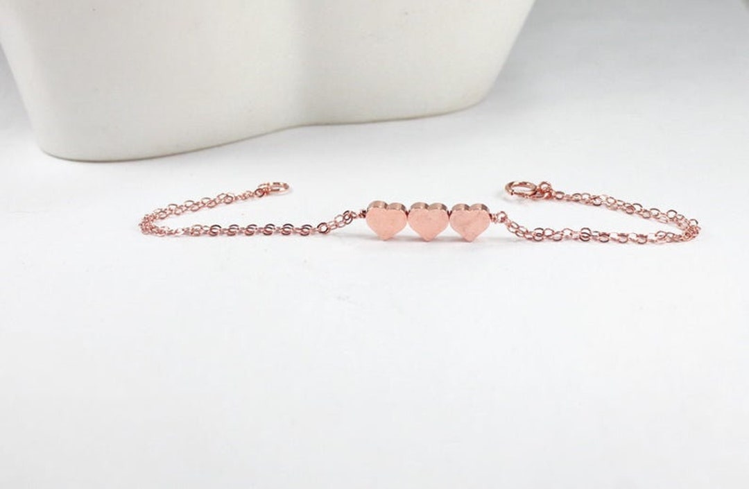 Three Sisters Braceletthree Heart Bracelet.3 Pink Heart - Etsy