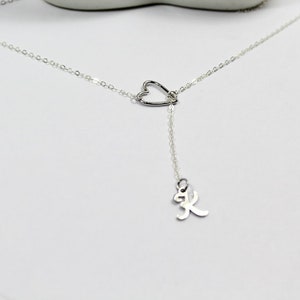 Custom Heart Necklace.heart Lariat. Personalized Heart Necklace ...