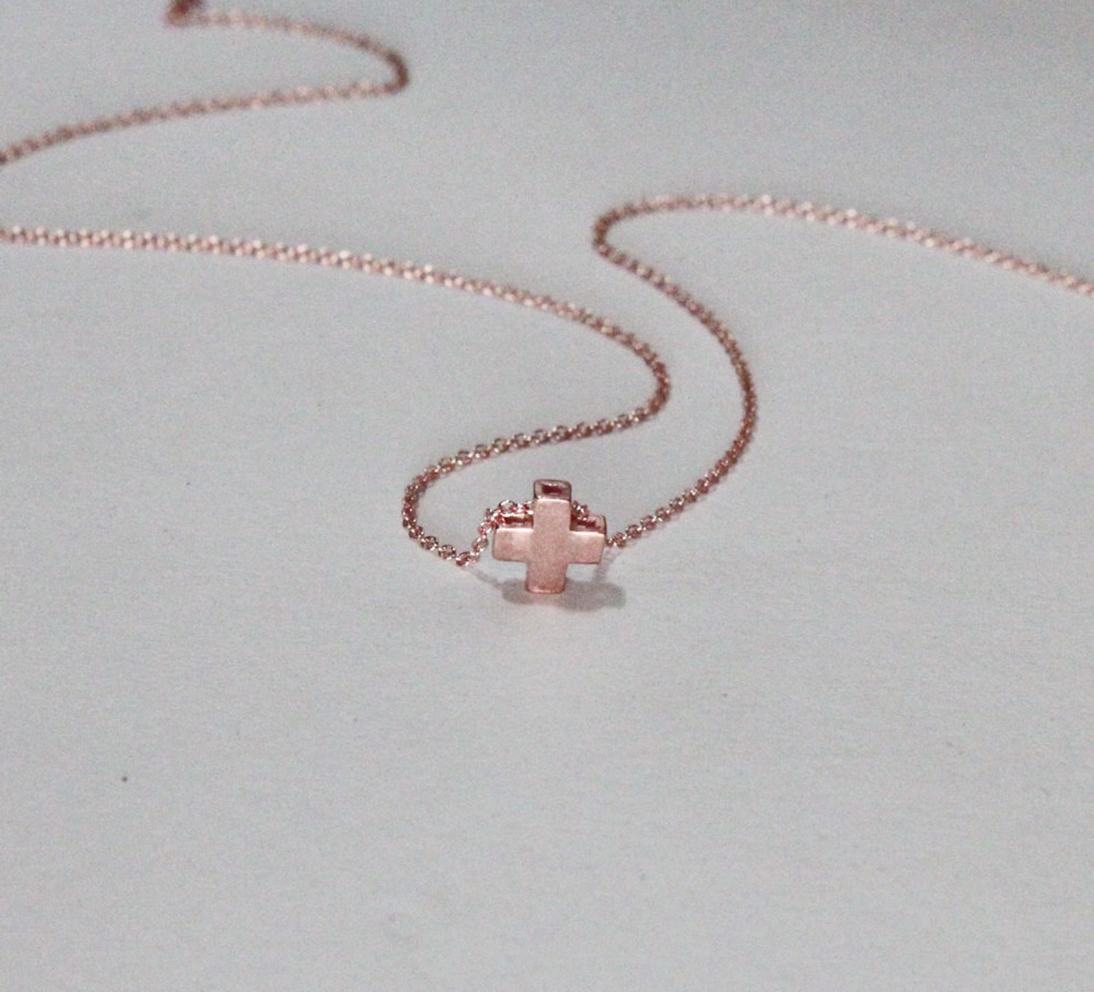 Rose Gold Cross Necklacerose Gold Cross Jewelryfirst | Etsy