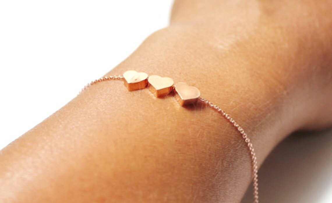 Three Sisters Braceletthree Heart Bracelet.3 Pink Heart | Etsy