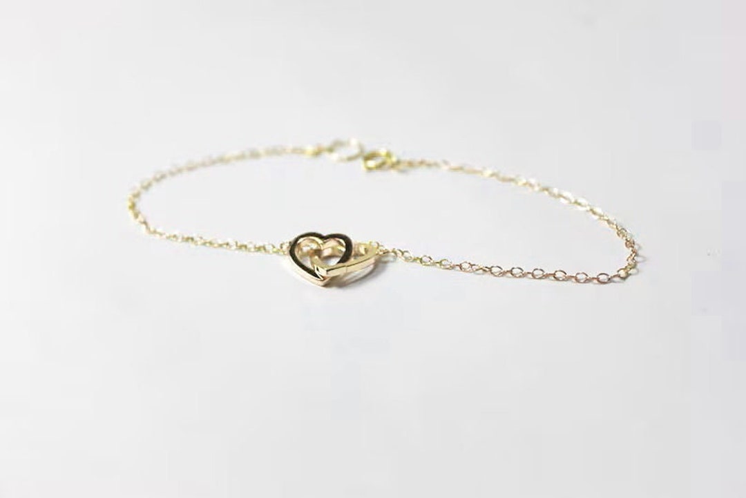 Gold Double Heart Bracelet,two Heart Bracelet, Charm Bracelet ...