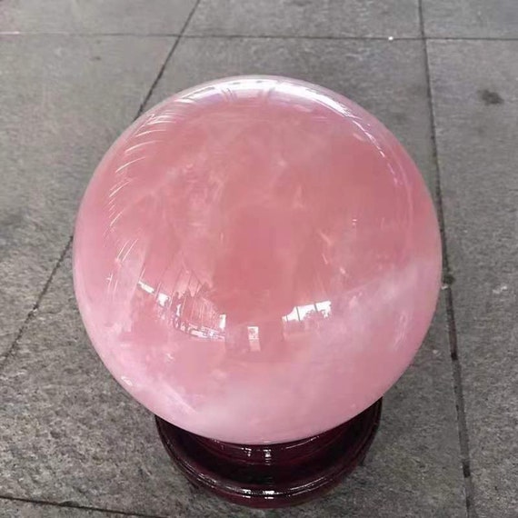 Natural Pink Crystal Ball Decoration With Base,Rose Quartz Ball,Crystal ...