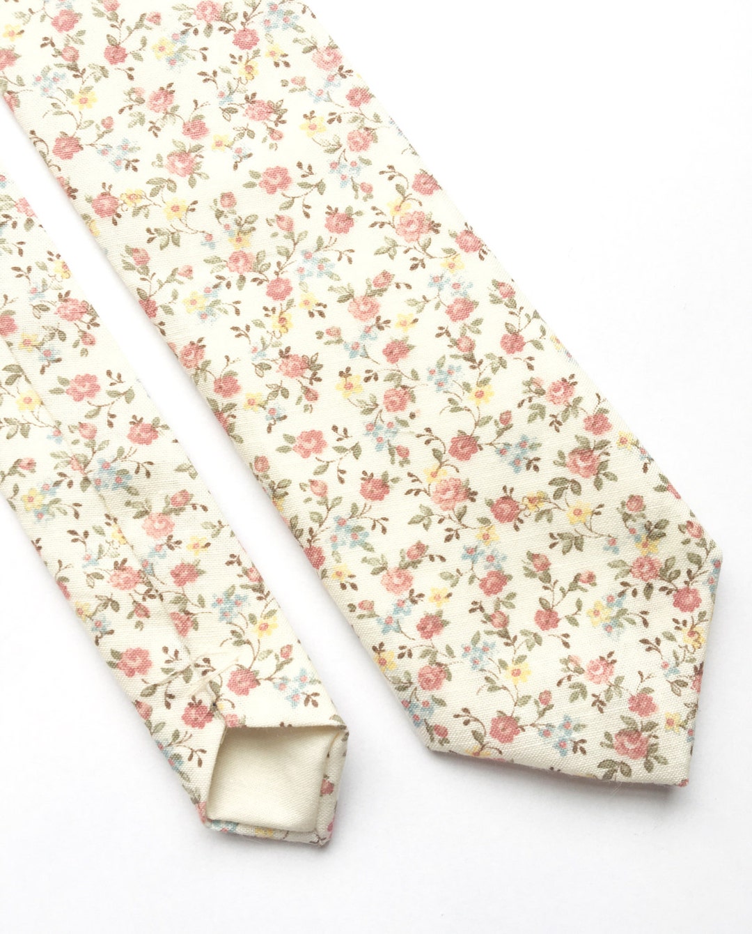 Floral Tie, Ditzy Floral Skinny Tie, Ivory Floral Tie, Mens Skinny Tie ...