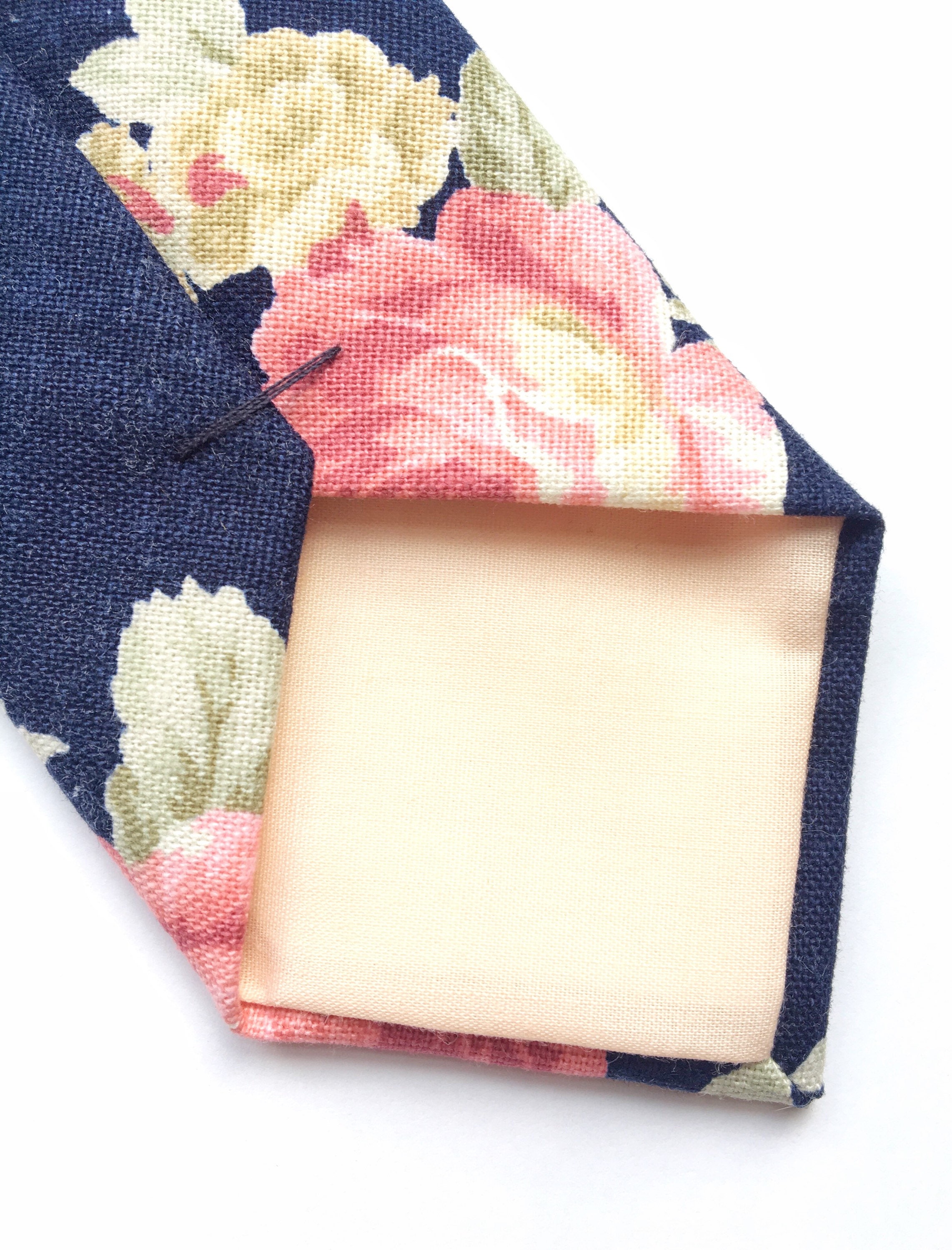 Floral tie navy blue skinny tie pink floral tie mens skinny | Etsy