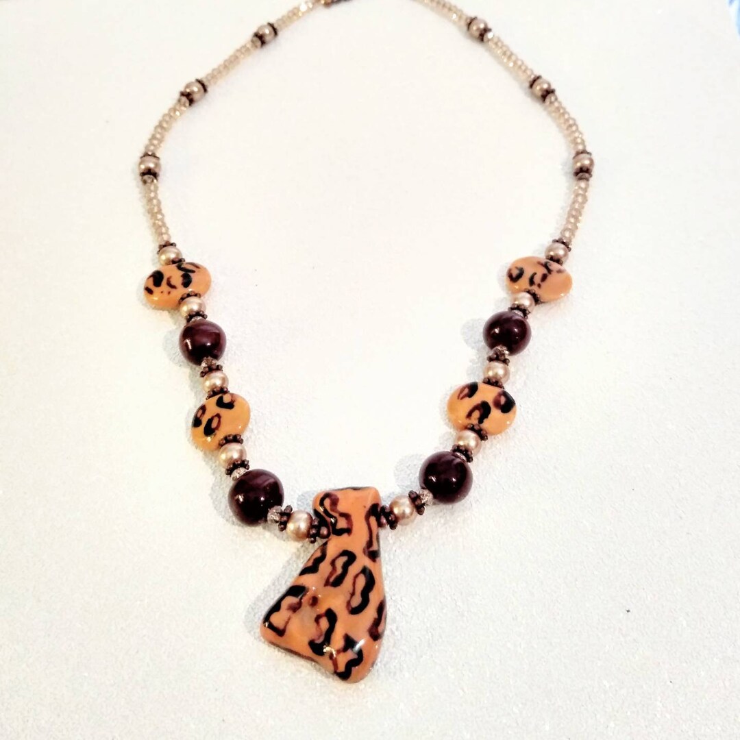 Kazuri Cheetah Necklace; 19 Inch Necklace With Animal Print and Big Cat ...