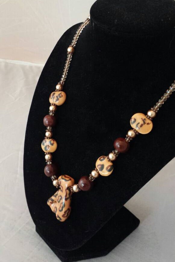 Kazuri Cheetah Necklace; 19 Inch Necklace With Animal Print and Big Cat ...