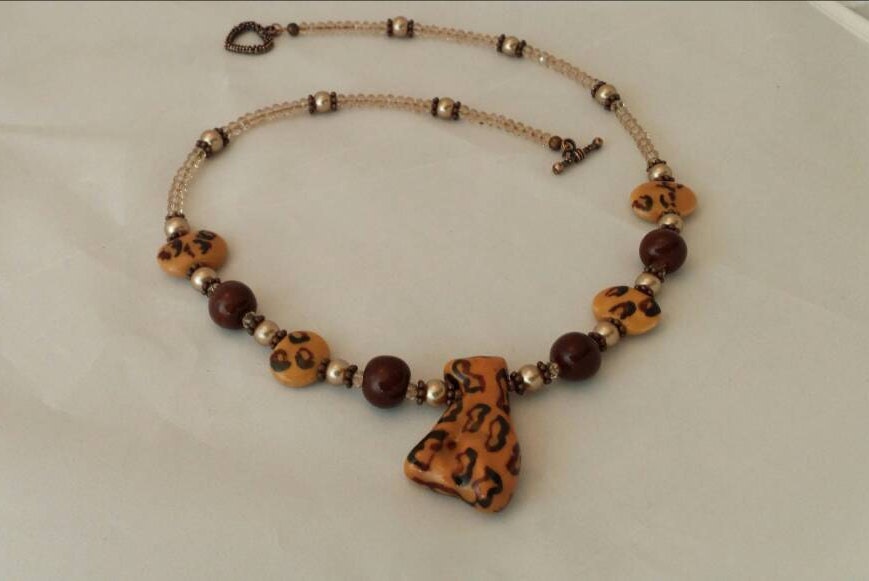 Kazuri Cheetah Necklace; 19 Inch Necklace With Animal Print and Big Cat ...