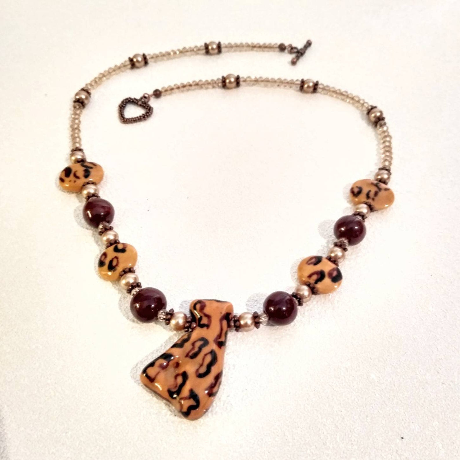Kazuri Cheetah Necklace; 19 Inch Necklace With Animal Print and Big Cat ...