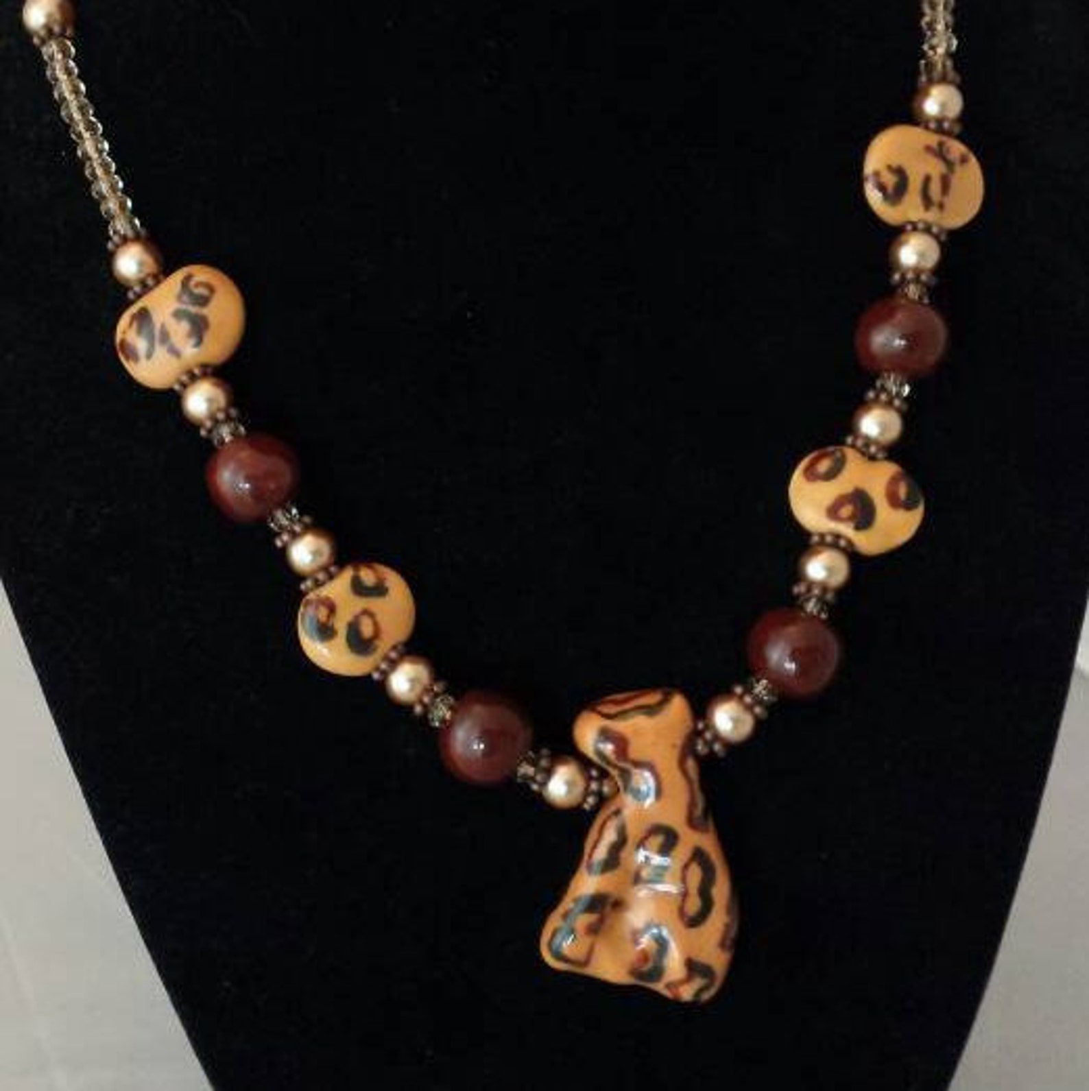 Kazuri Cheetah Necklace; 19 Inch Necklace With Animal Print and Big Cat ...