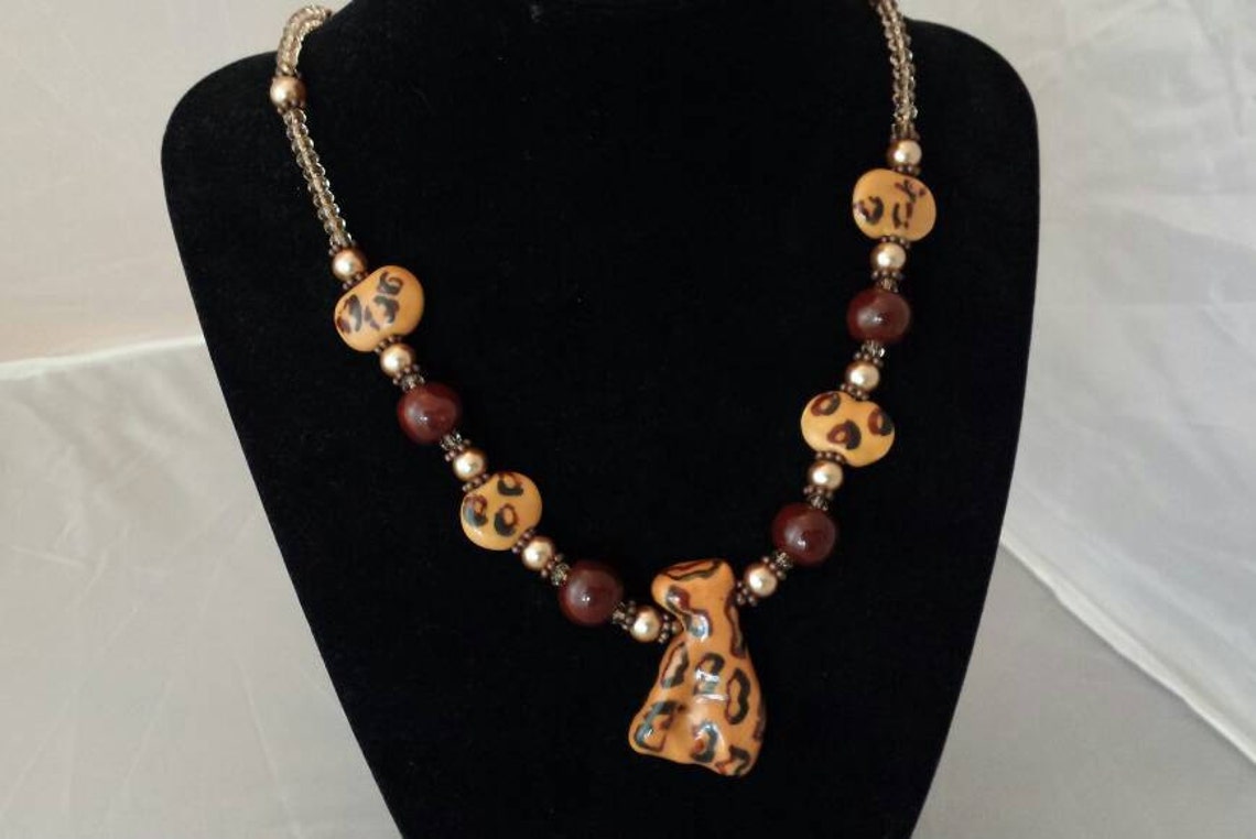 Kazuri Cheetah Necklace; 19 Inch Necklace With Animal Print and Big Cat ...