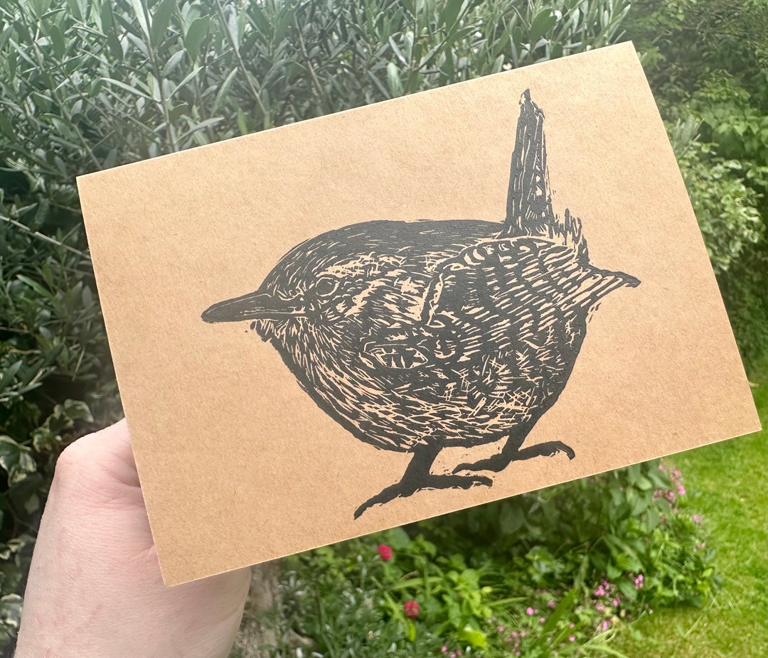 Wren Lino Print Greeting Card A6 Original Design British Wildlife ...