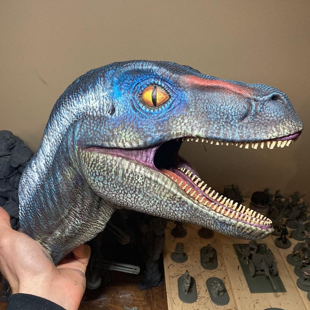 Figurines Velociraptor Head Wall Decor Blue Art & Collectibles ...