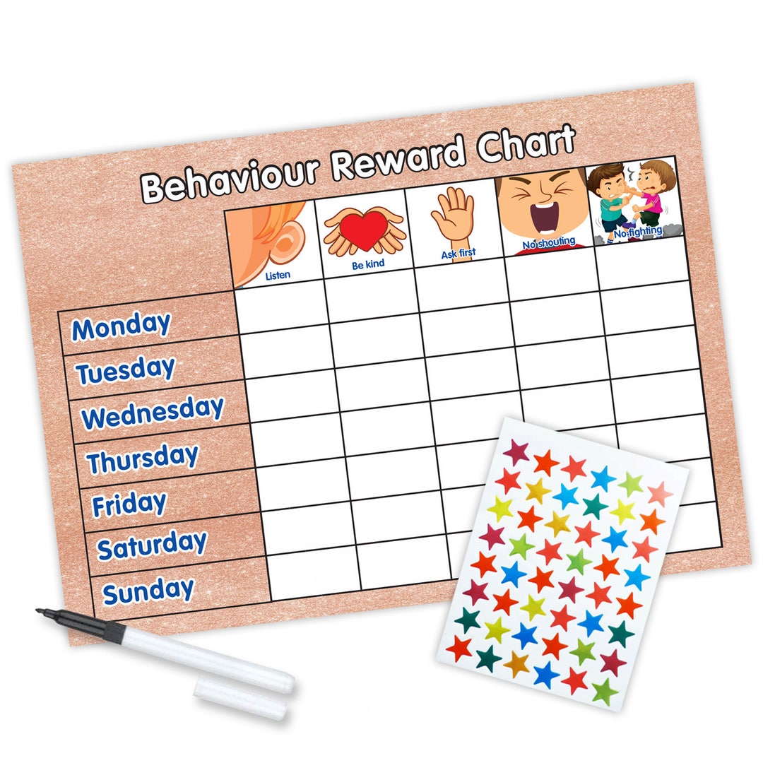 Re-usable Behaviour Reward Chart (including FREE Stickers and Pen ...
