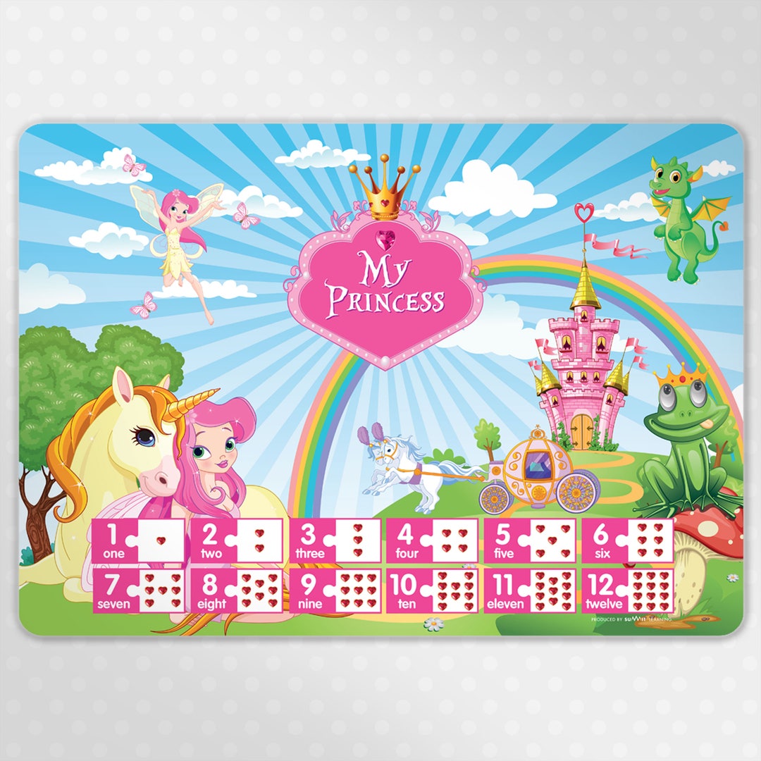 Princesa Números Niños Cartel Educativo Placemat - Etsy México