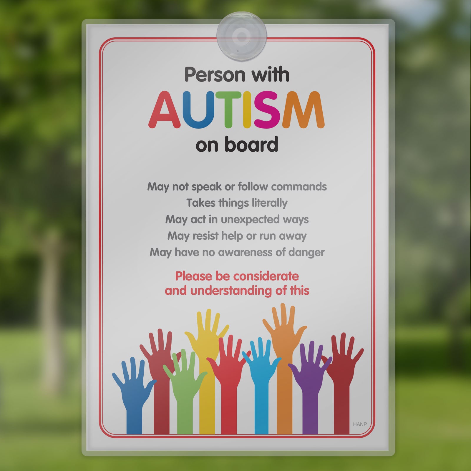Autism Car Sign - Awareness Sign for Emergency Services - HANP - Etsy