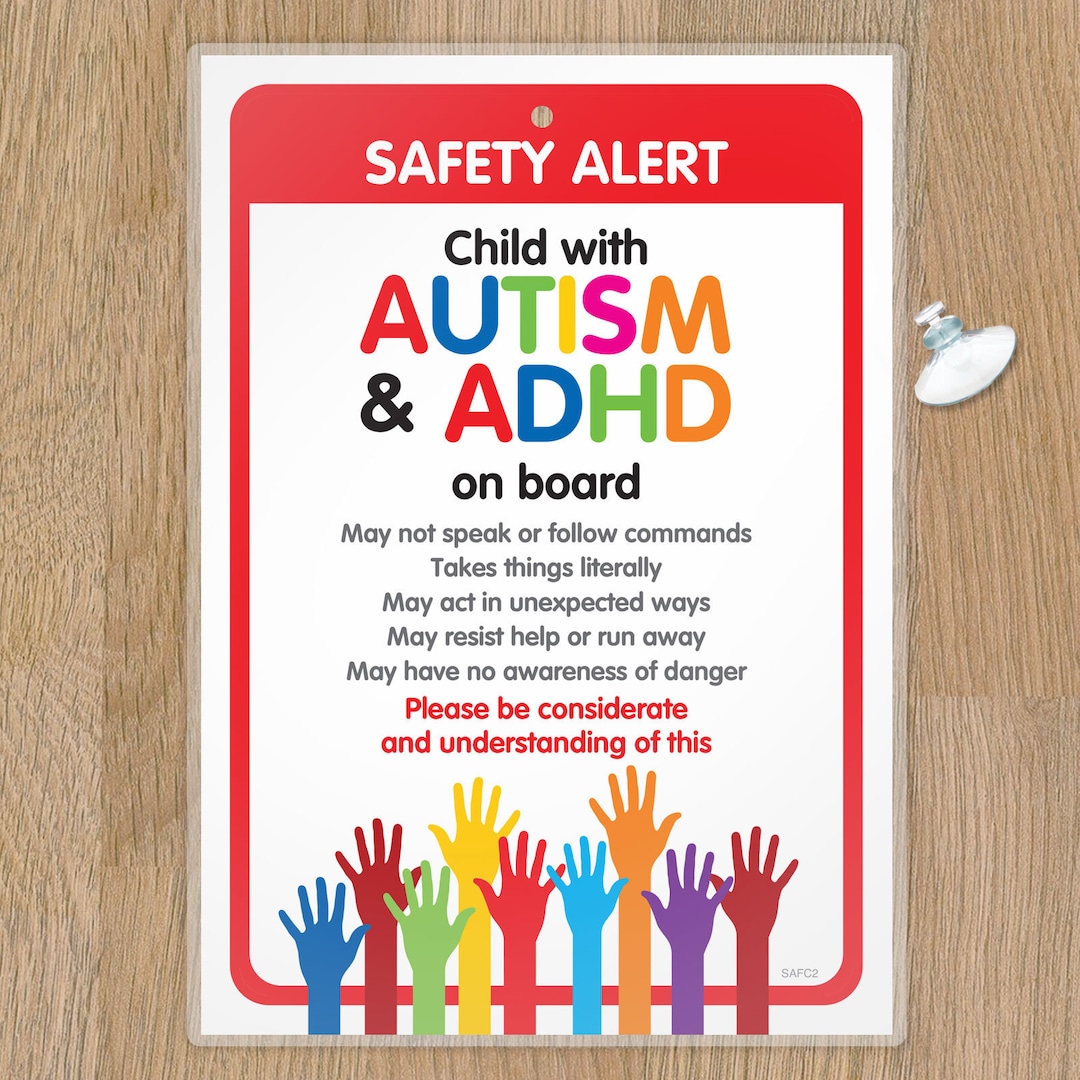 Autism Car Sign - Awareness Sign for Emergency Services - SAFC2 - Etsy