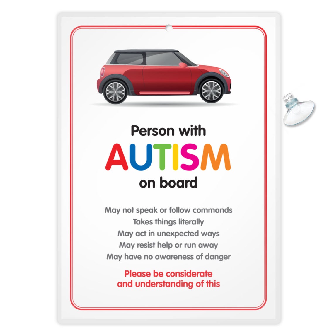 Autism Car Sign Awareness Sign for Emergency Services AUTP - Etsy UK