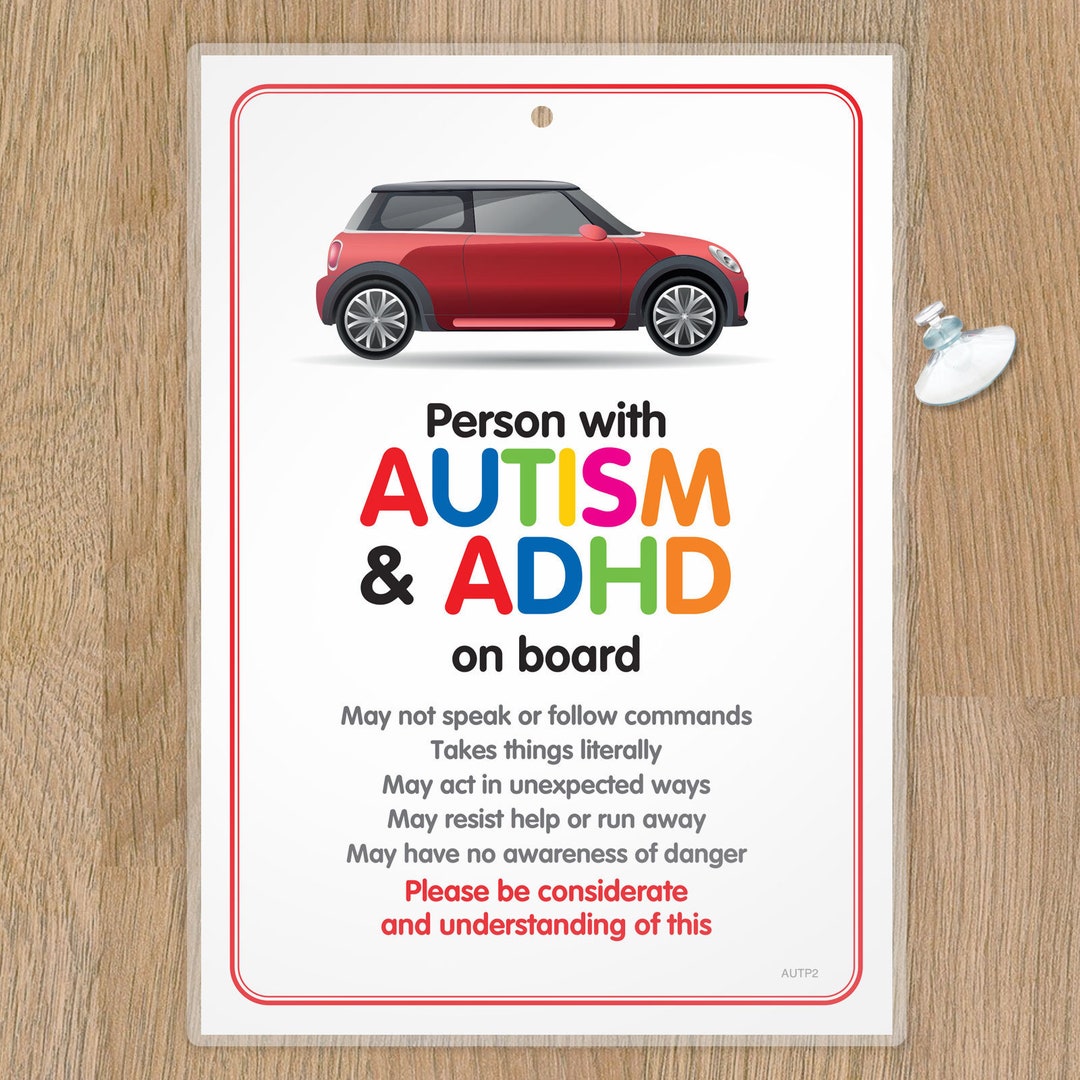 Autism Car Sign - Awareness Sign for Emergency Services - AUTP2 - Etsy