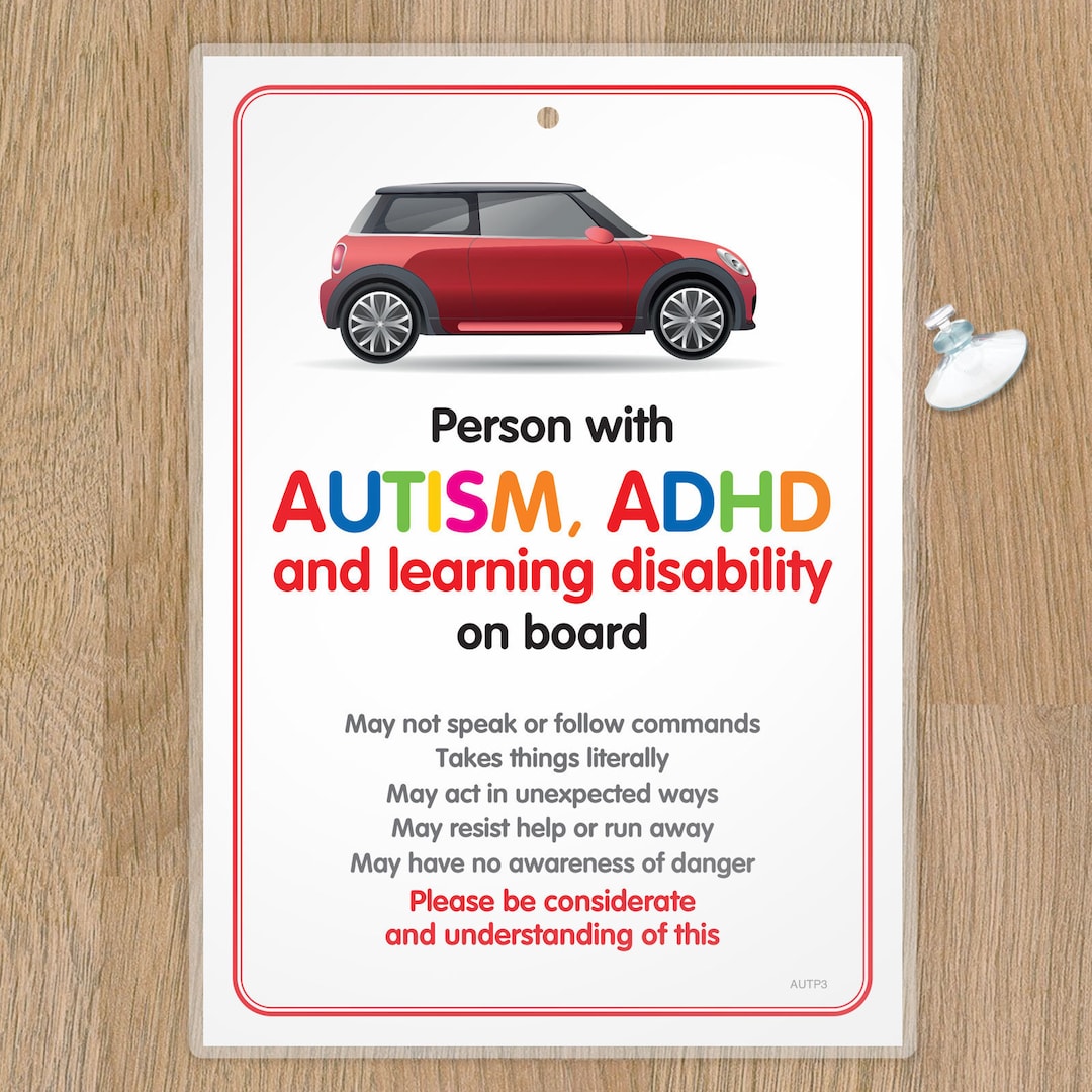 Autism Car Sign - Awareness Sign for Emergency Services - AUTP3 - Etsy