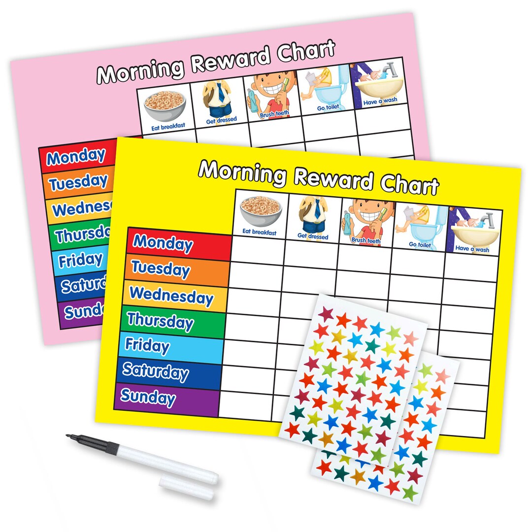 Re-usable Morning Reward Chart (including FREE Stickers and Pen) - Twin ...