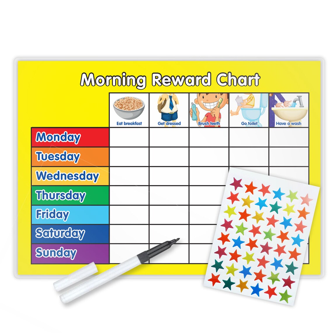 Re-usable Morning Reward Chart (including FREE Stickers and Pen) - Pack ...