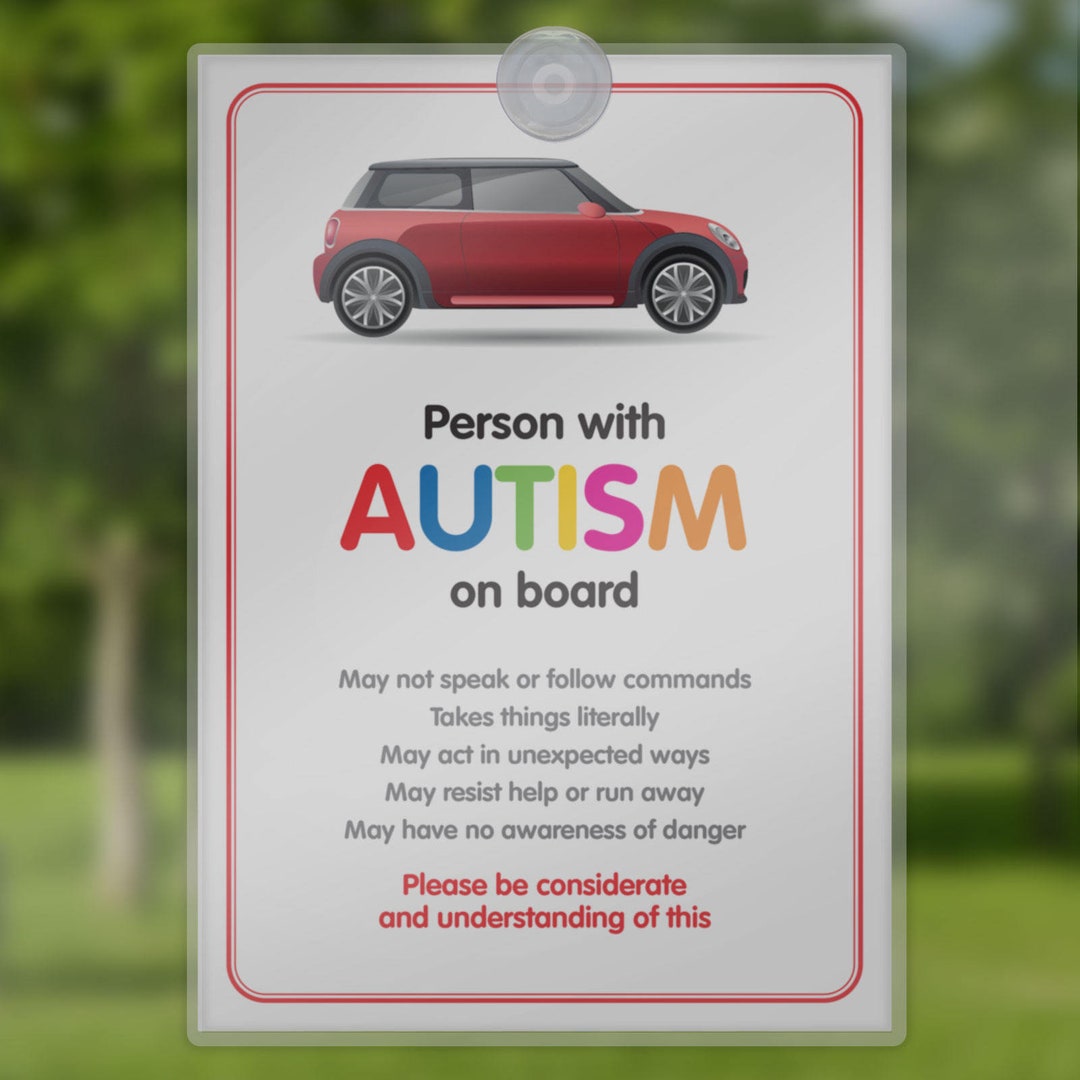 Autism Car Sign - Awareness Sign for Emergency Services - AUTP - Etsy UK