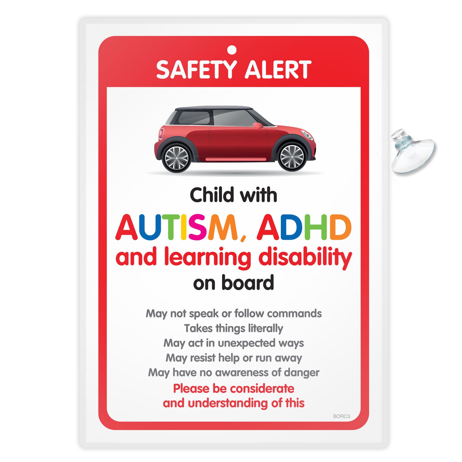 Autism Car Sign Awareness Sign for Emergency Services BORC3 - Etsy