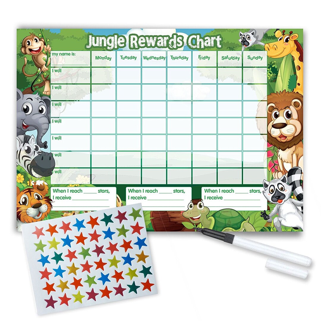 Re-usable Reward Chart (including FREE Stickers and Pen) - Jungle ...