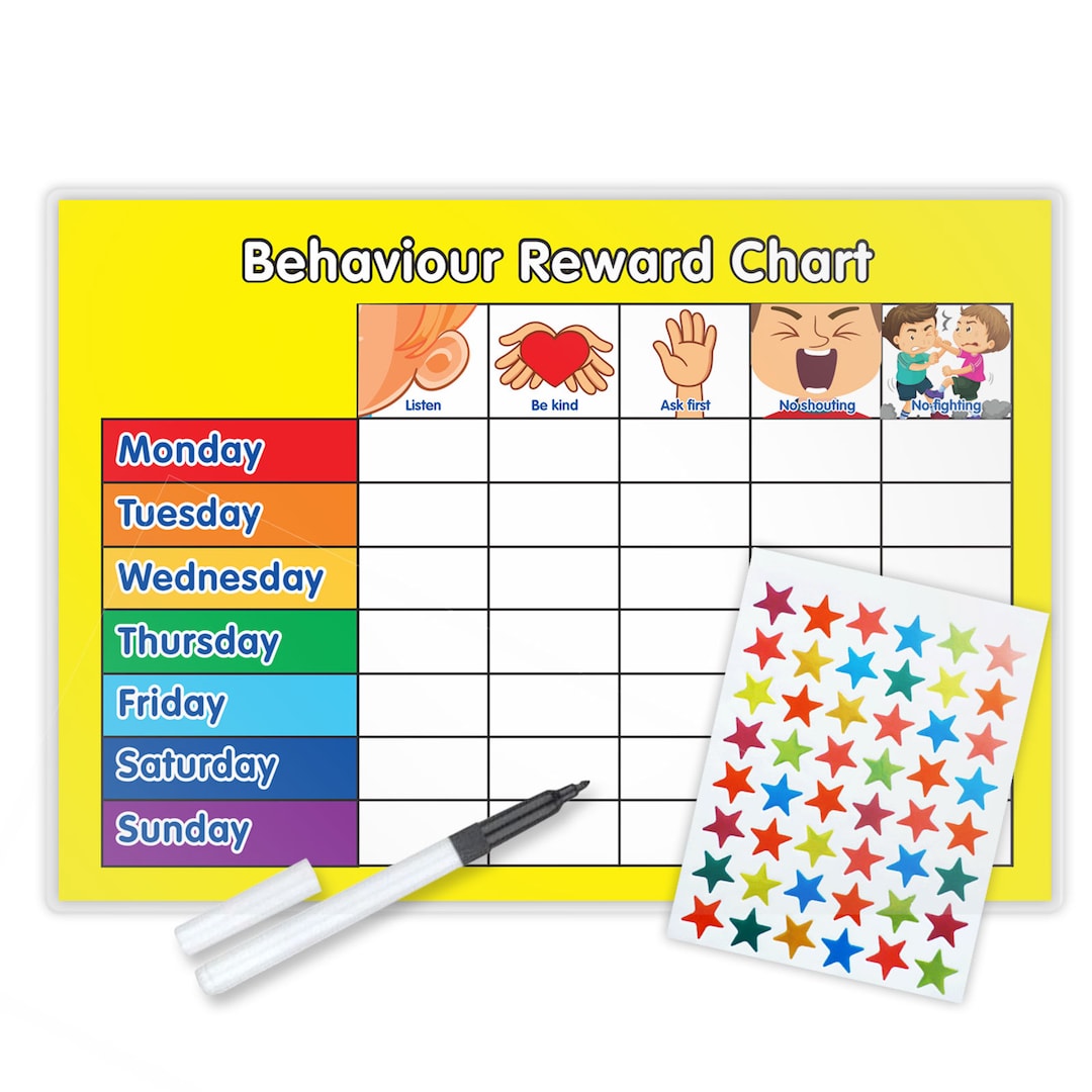 Re-usable Behaviour Reward Chart (including FREE Stickers and Pen ...